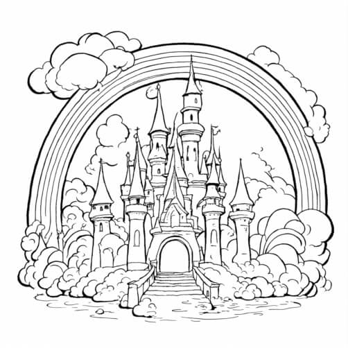 Download Disney Castle Coloring Page: Cinderella's Castle and Rainbow ...