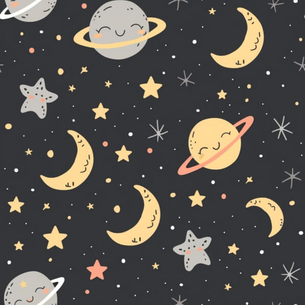 Download Seamless Space-themed Pattern with Planets, Stars, Moons ...