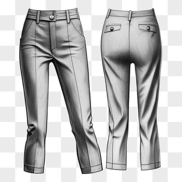 Download Women's Pants Front and Back View Sketches Online - Creative ...