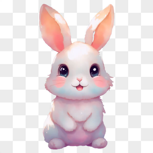 Download Kawaii White Bunny Sitting in Front of Dark Background Kawaii ...