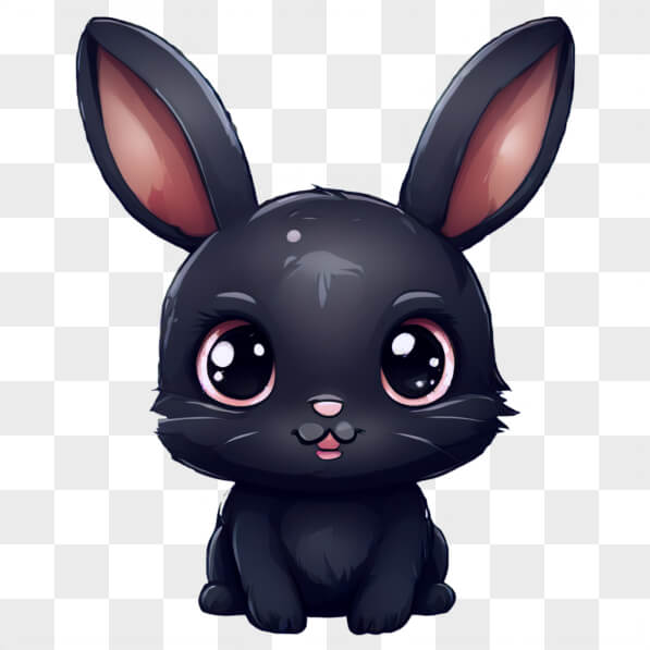 Download Kawaii Black Bunny with Pink Eyes and Big Ears Kawaii Online ...