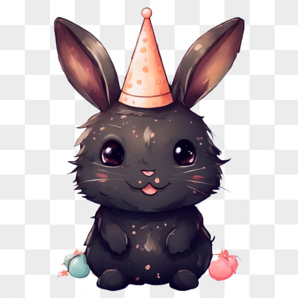 Download Kawaii Black Bunny Celebration Kawaii Online - Creative Fabrica