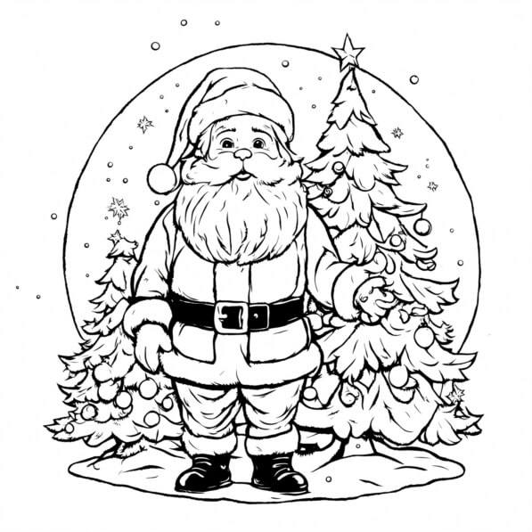 Download Coloring Page: Santa Claus and Christmas Tree Coloring pages ...