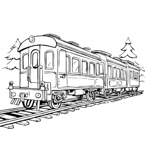 Download Vintage Train Drawing on Railroad Tracks Coloring pages Online ...
