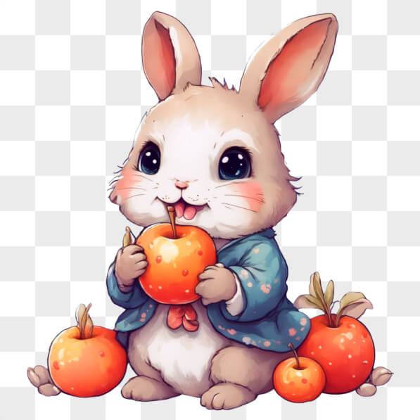 Download Kawaii Cartoon Rabbit with Apples Kawaii Online - Creative Fabrica