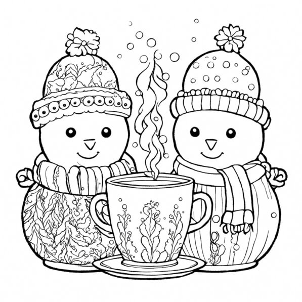 Download Winter Snowmen Coloring Pages with Hot Cocoa Coloring pages ...