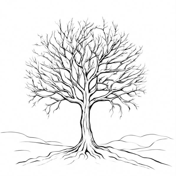 Download Black and White Tree Drawing Coloring pages Online - Creative ...
