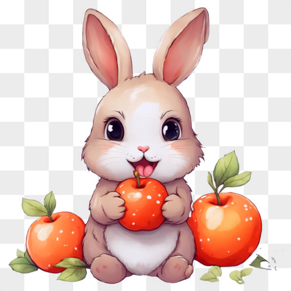 Download Kawaii Bunny Enjoying Apples Kawaii Online - Creative Fabrica