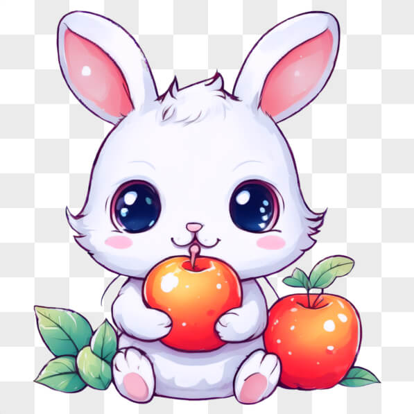 Download Kawaii Bunny with Apples Kawaii Online - Creative Fabrica