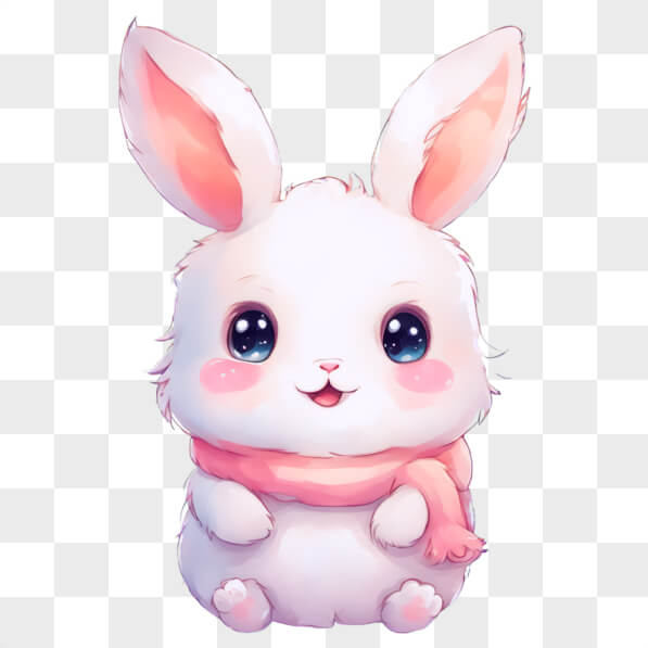 Download Kawaii White Bunny with Pink Scarf - Cute Decoration or Gift ...