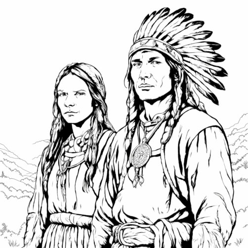 Download Man and Woman in Native Clothing Coloring pages Online ...