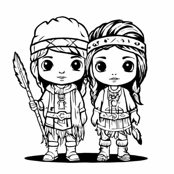 Download Native American Children in Traditional Attire Coloring pages ...