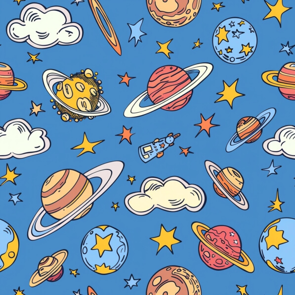 Download Outer Space Seamless Pattern with Planets and Stars Patterns ...
