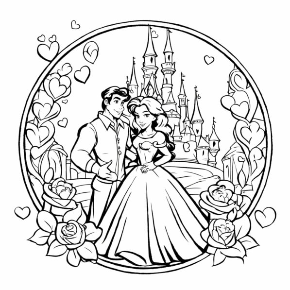 Download Disney Princess and Prince Coloring Page Coloring pages Online ...