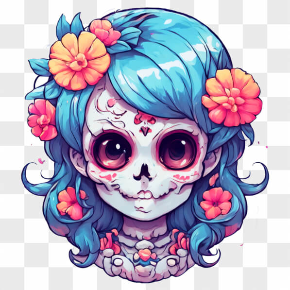 Descarga Arte Kawaii: Calavera del Día de los Muertos con Niña y ...