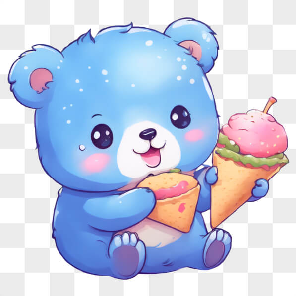 Download Kawaii Blue Bear Eating Ice Cream Cone Kawaii Online ...