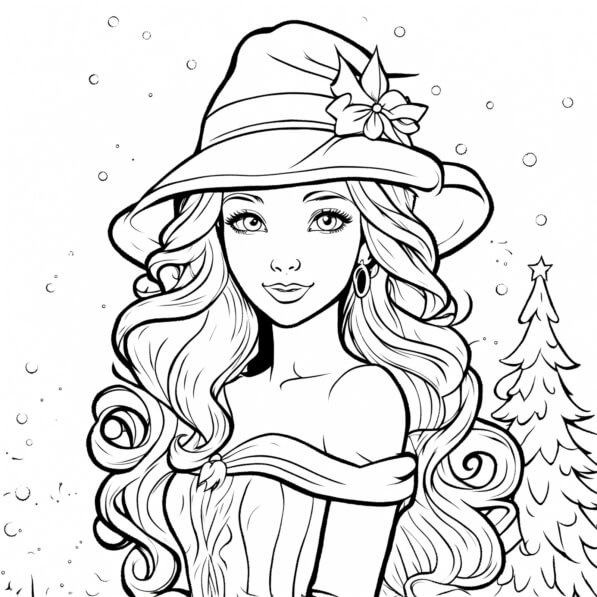 Download Holiday-Themed Coloring Page: Girl in Snow Coloring pages ...