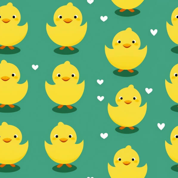 Download Colorful Yellow Ducks and Hearts Seamless Pattern Patterns ...