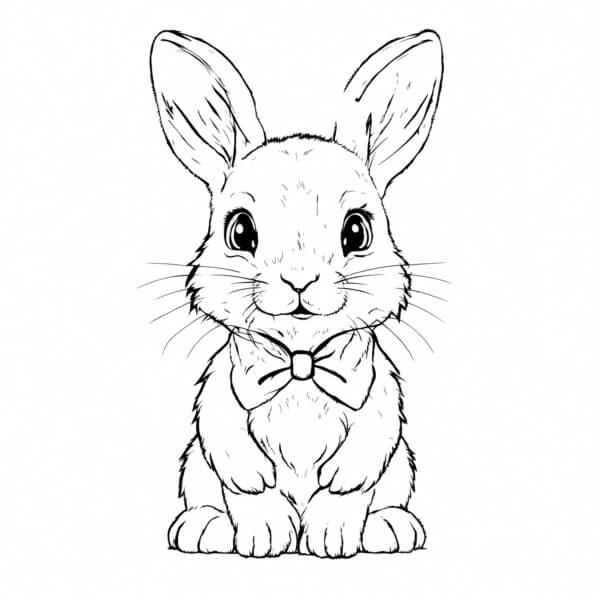 Descarga Dibujo de un adorable conejo con corbata Páginas para colorear ...