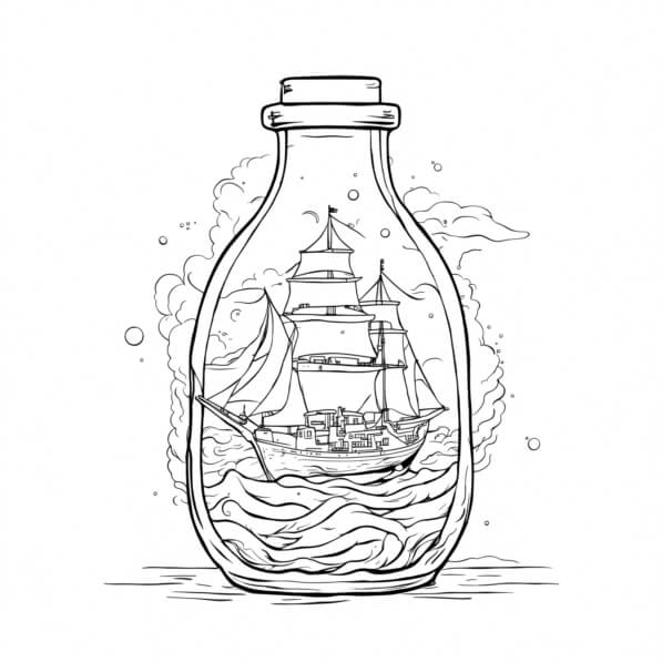 Download Ship in a Bottle Illustration Coloring pages Online - Creative ...