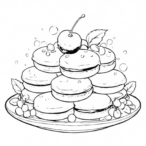 Download Plate of Macaroons with Cherries Coloring pages Online ...