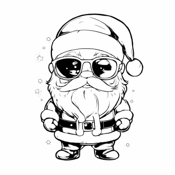 Download Santa Claus Drawing with Sunglasses Coloring pages Online ...
