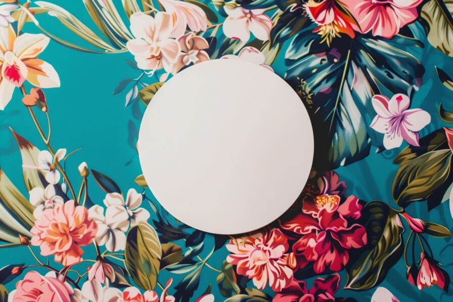 Download Round Decorative Mirror with Floral Patterns and Flowers ...