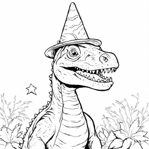 Download T-Rex Dinosaur Coloring Page with Party Hat Coloring pages ...