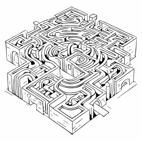Download Black and White Maze Drawing Coloring pages Online - Creative ...