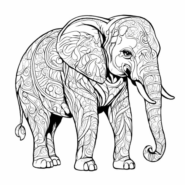 Download Intricate Elephant Coloring Page Coloring pages Online ...