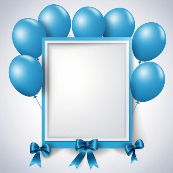 Descarga Marco en Blanco Elegante con Globos Azules y Lazo Fondos En ...