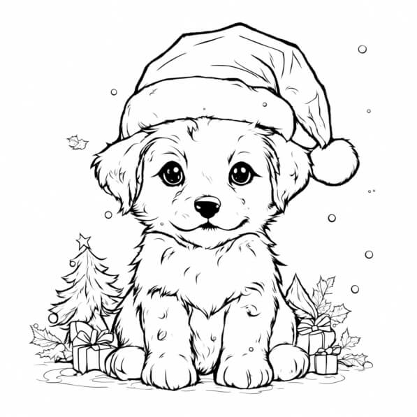 Download Christmas Coloring Page with Cute Puppy Coloring pages Online ...