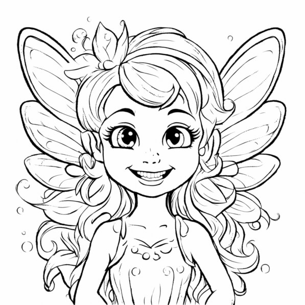 Download Magical Fairy Coloring Page with Wings and Flowers Coloring ...