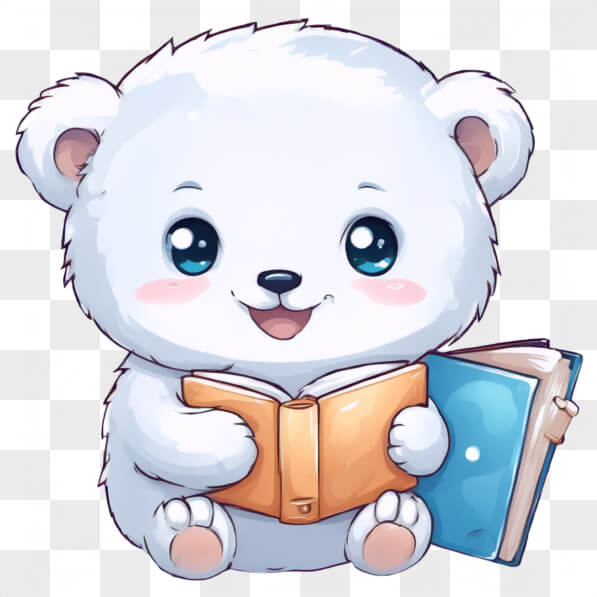 Download Kawaii Polar Bear Reading a Book Kawaii Online - Creative Fabrica