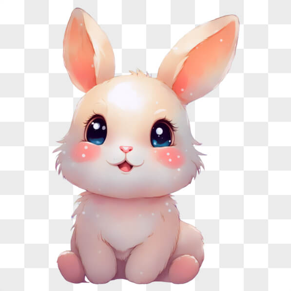 Download Kawaii Bunny: Charming White Rabbit on Black Background Kawaii ...