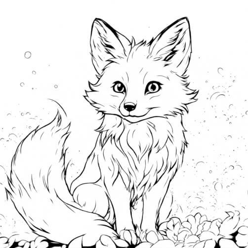 Download Cute Little Fox Sitting Down Coloring Page for Kids Coloring ...