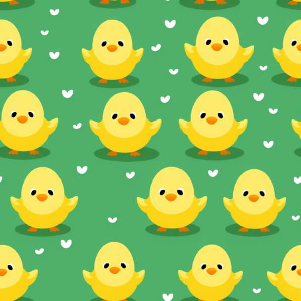 Descarga Patrón Continuo de Pollitos Amarillos y Corazones Patrones En ...