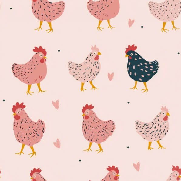 Download Seamless Chicken Pattern in Pink and Black with Hearts ...