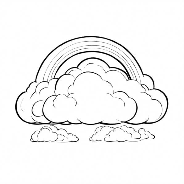 Download Rainbow and Clouds in the Sky Coloring pages Online - Creative ...