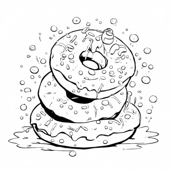 Download Donut Stack with Sprinkles and Bubbles Coloring pages Online ...