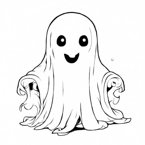 Download Black and White Smiling Ghost Coloring pages Online - Creative ...