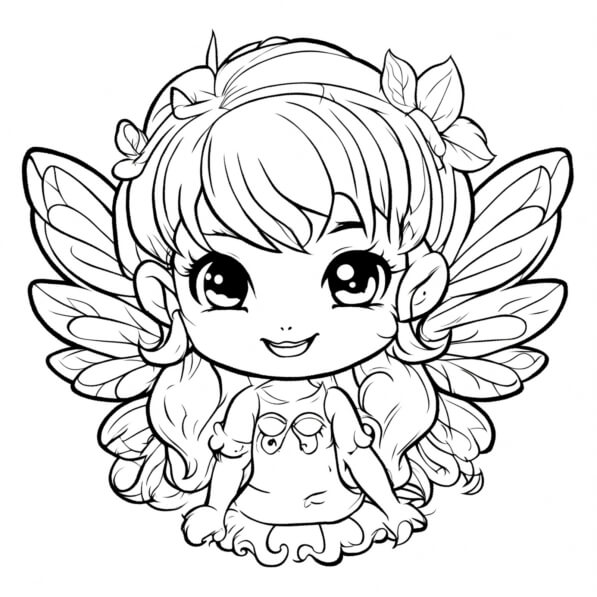 Download Cute Fairy Coloring Page Coloring pages Online - Creative Fabrica