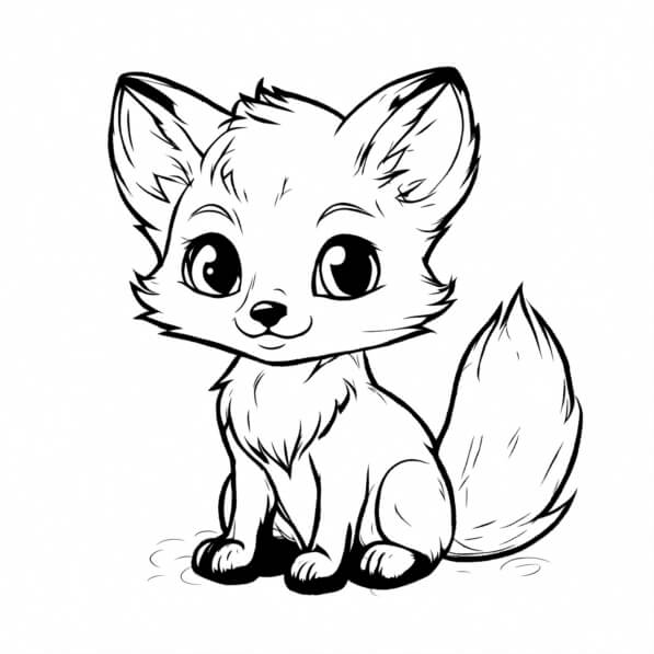 Download Small Fox Sitting with Curious Eyes Coloring pages Online ...