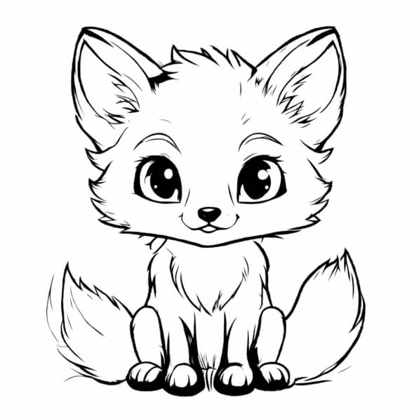 Download Cute Little Fox Sitting Down Coloring Page for Kids Coloring ...