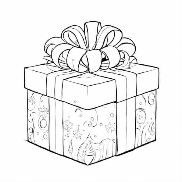 Download Black and White Open Gift Box Drawing Coloring pages Online ...