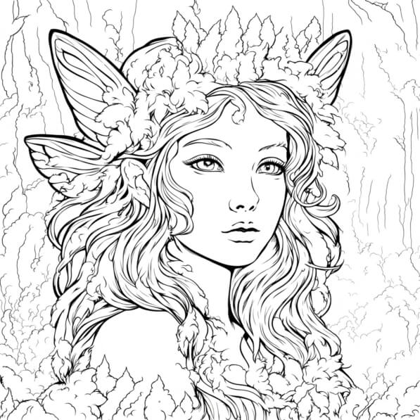 Download Fairy Girl in the Forest Coloring Page Coloring pages Online ...