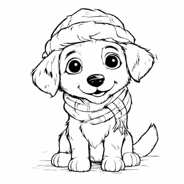 Download Winter Themed Puppy Coloring Page for Kids Coloring pages ...