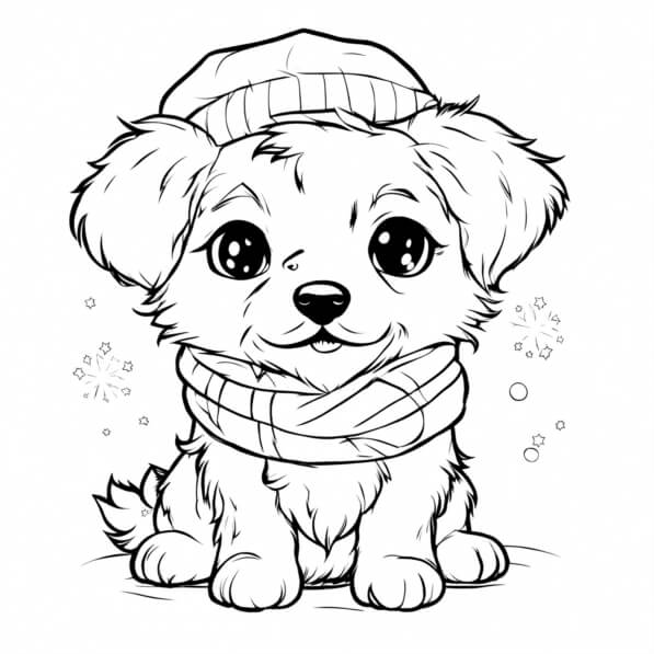 Download Winter Puppy Coloring Page Coloring pages Online - Creative ...