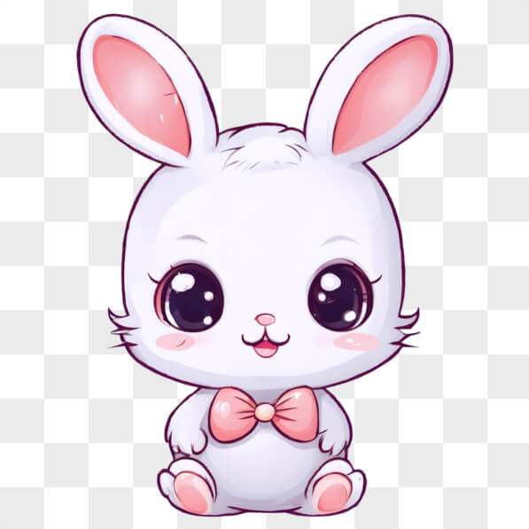 Download Charming White Bunny with Pink Bow Tie Kawaii Online ...