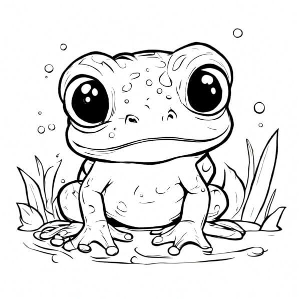 Download Cute Frog Coloring Page Coloring pages Online - Creative Fabrica